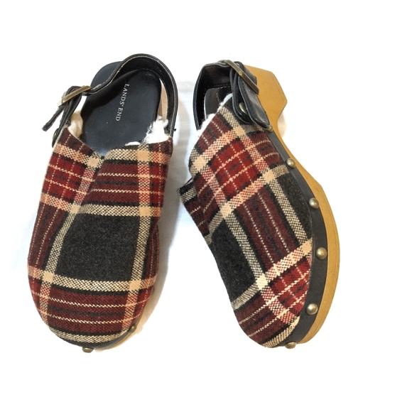 Lands' End | Shoes | Lands End Girls Skylar Shearling Clogs Tartan ...